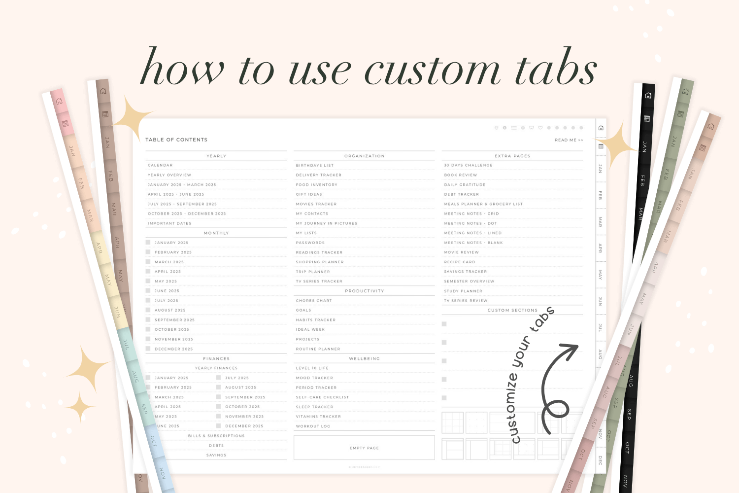 How to use custom tabs for your Digital Planner – JeyDesignShop